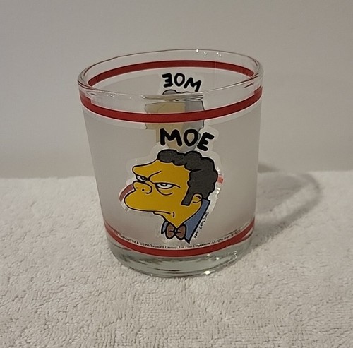 The Simpsons Vintage 1990s Moe Frosted Red Rim Drinking Glass | eBay ...