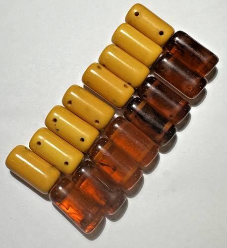 16 Bakelite Egg Yolk Amber Color Butterscotch Yellow 51g Tube Beads ...