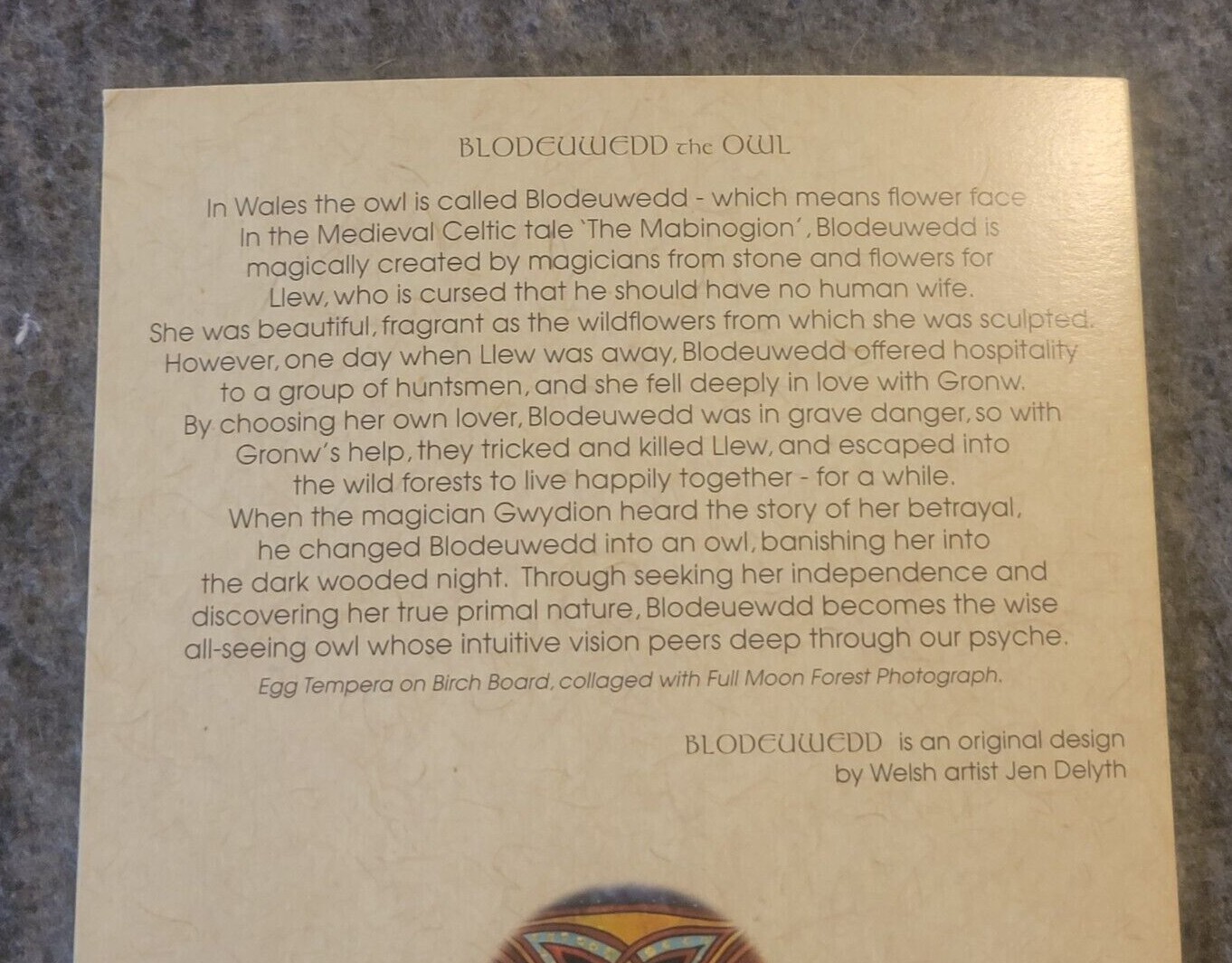 Keltic Designs Jen Delyth Blodeuwedd the Owl 2005 Blank Greeting Card ...