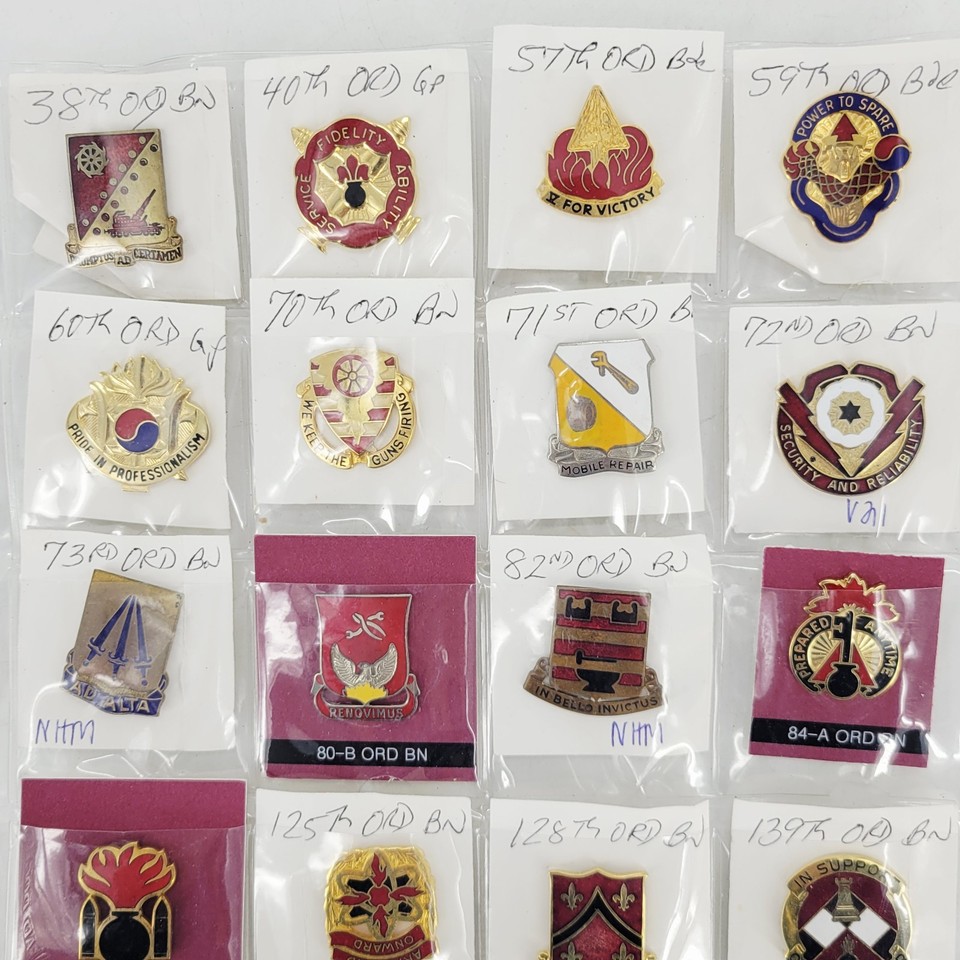 20 Different Army Crests ORDNANCE Battalion Group DUI DI SH71 | eBay