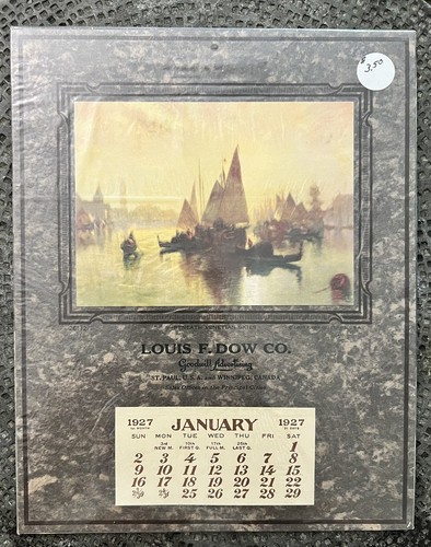 1927 Louis F. Dow Co. Calendar Salesman’s Sample “Beneath Venetian ...