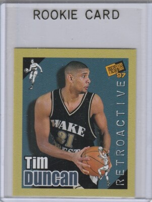 TIM DUNCAN ROOKIE CARD Wake Forest RC 1997 Mini Basketball SAN ANTONIO ...