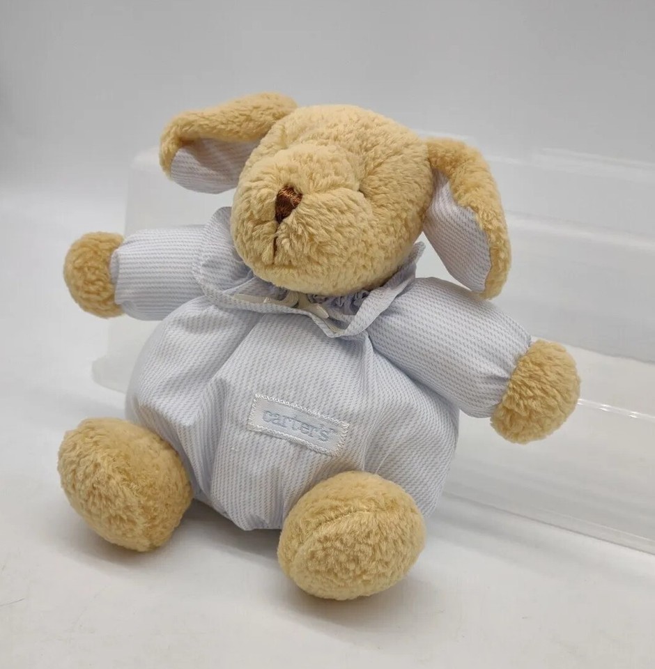 Carter's Baby Plush Puppy Dog Rattle Blue Striped Clothes #43993 Just ...