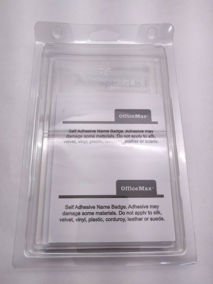 100 OfficeMax Adhesive ID Name Badge Labels - Red Border - 2-3/16" x 3 ...