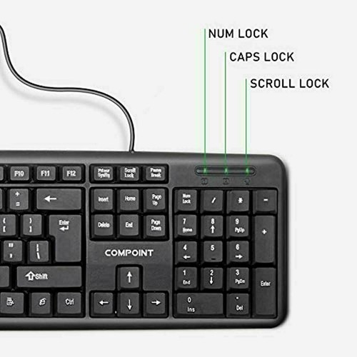 Compoint USB Wired Black Computer PC Keyboard With Number Pad QWERTY UK ...