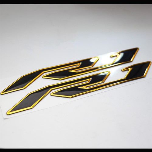 Handle Bar Yoke Cover Black+6"Logo+2-Tone Gold R1 Emblem Sticker Kit 15 ...