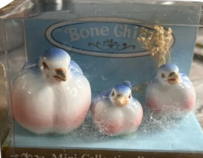 Bone China Blue Bird Figurines Set of 3 New Mini Collection Pets | eBay
