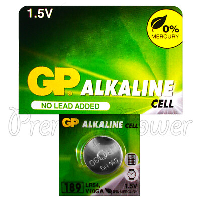 1 x GP Alkaline 189 battery 1.5V LR54 AG10 389A LR1130 A120 Button cell ...