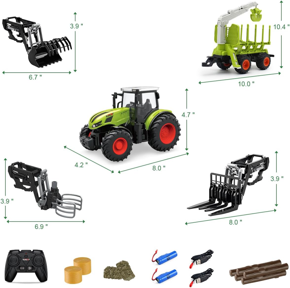 Remote Control Tractor Farm Playset 2.4Ghz Electronic RC Tractor with ...