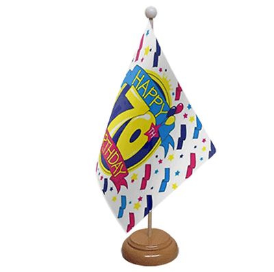 HAPPY 70TH BIRTHDAY TABLE FLAG 9"X6" WITH WOODEN BASE FLAGS | eBay ...