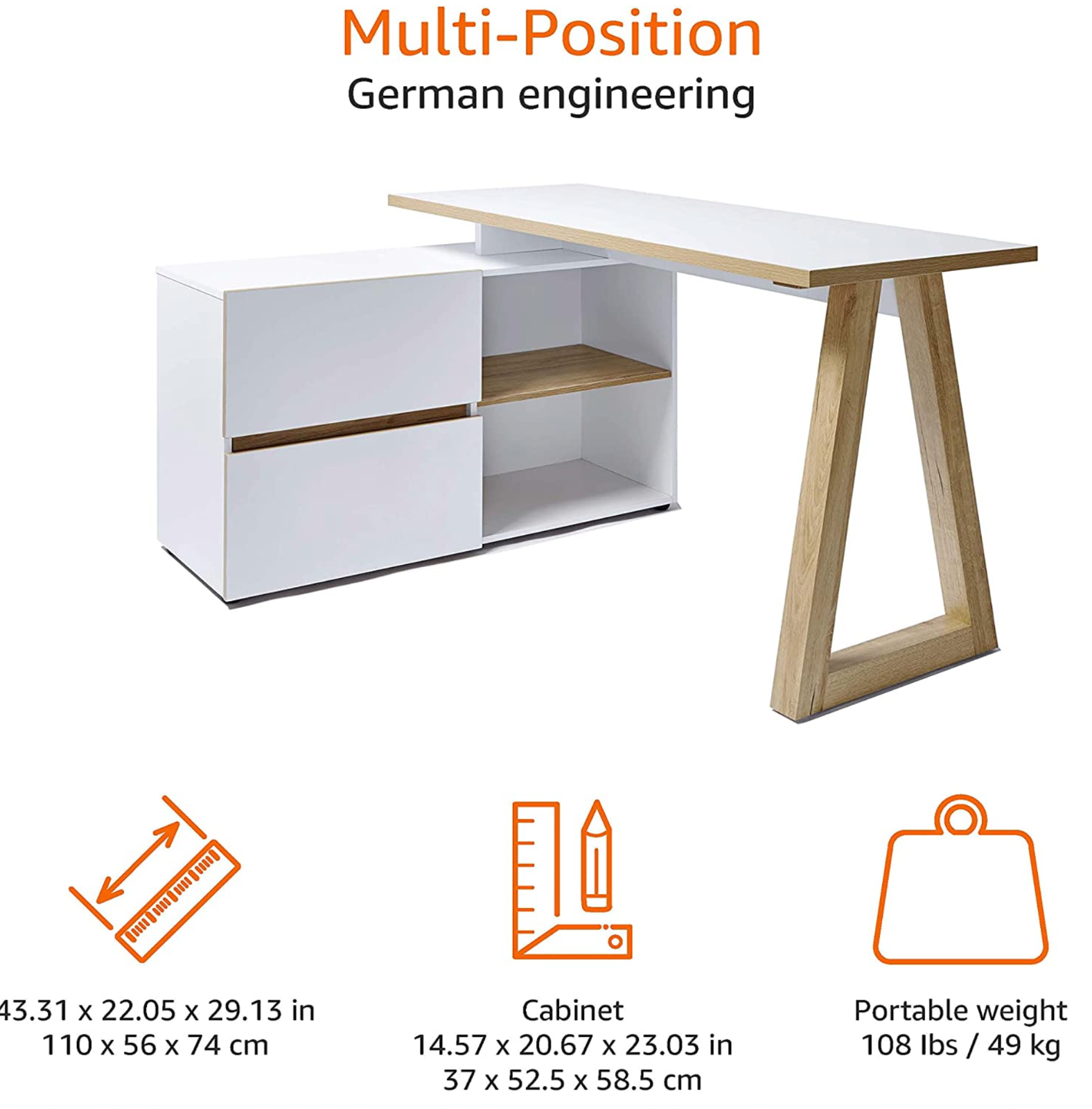 JAHNKE GERMAN Writing Corner Desk With Drawers White Oak Effect EBay jahnke-german-writing-corner-desk-with-drawers-white-oak-effect-ebay