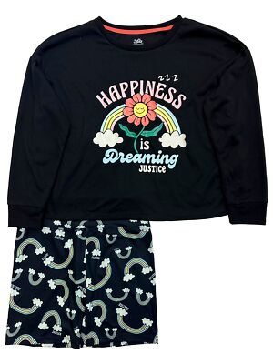Justice Girls Rainbow Happiness is Dreaming Flower Pajamas Lounge Sleep ...