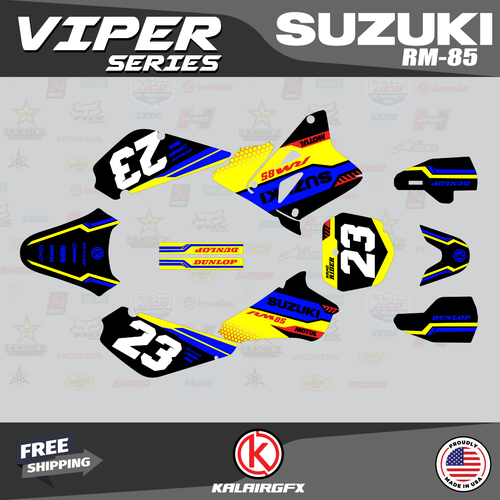 Graphics Decal Kit For Suzuki RM85 (2001-2023) RM 85 Viper Series- Blue ...