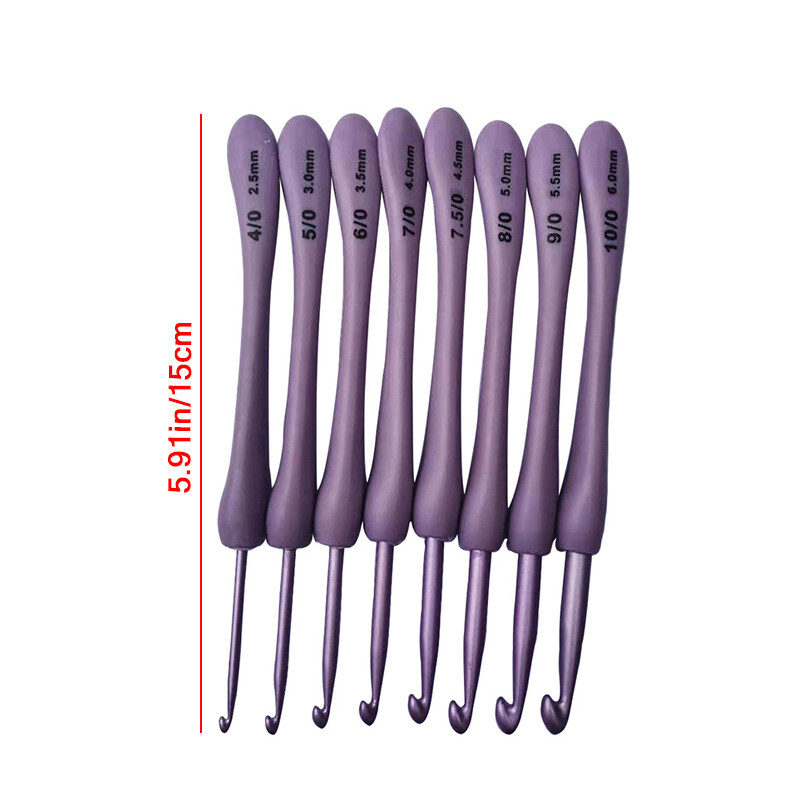 8Pcs/Set 2.5-6.0mm Purple Crochet Hooks Set Craft Weaving Knitting ...