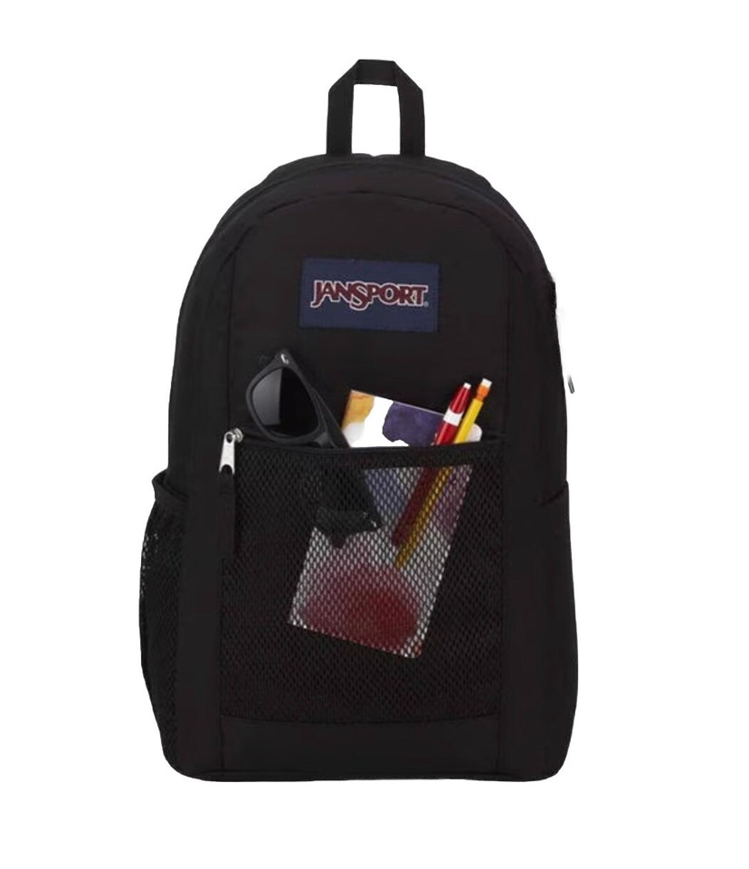 JanSport Zone Backpack Rucksack Black - School work gym bag canvas zip ...