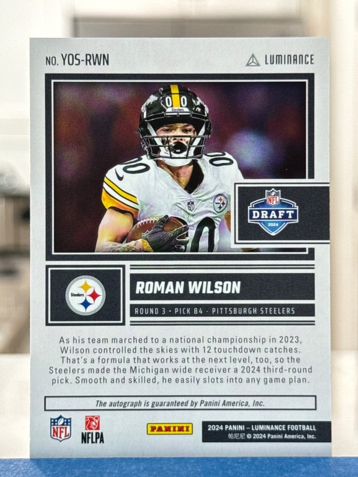 Roman Wilson 2024 Panini Luminance Rookie RC Year One Red Auto #YOS-RWN ...