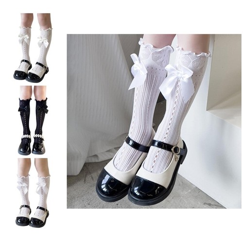 2pcs Japanese Jk Socks Comfortable Dress Up Bowknot Design Lace ...