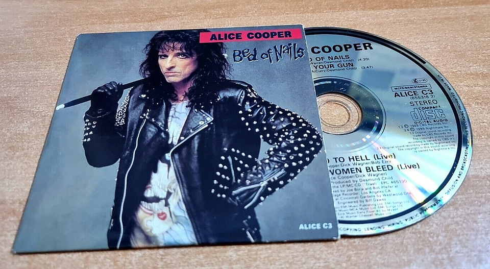 ALICE COOPER Bed of nails +2 LIVE VERY RARE UK CD SINGLE 1989 CARD ...