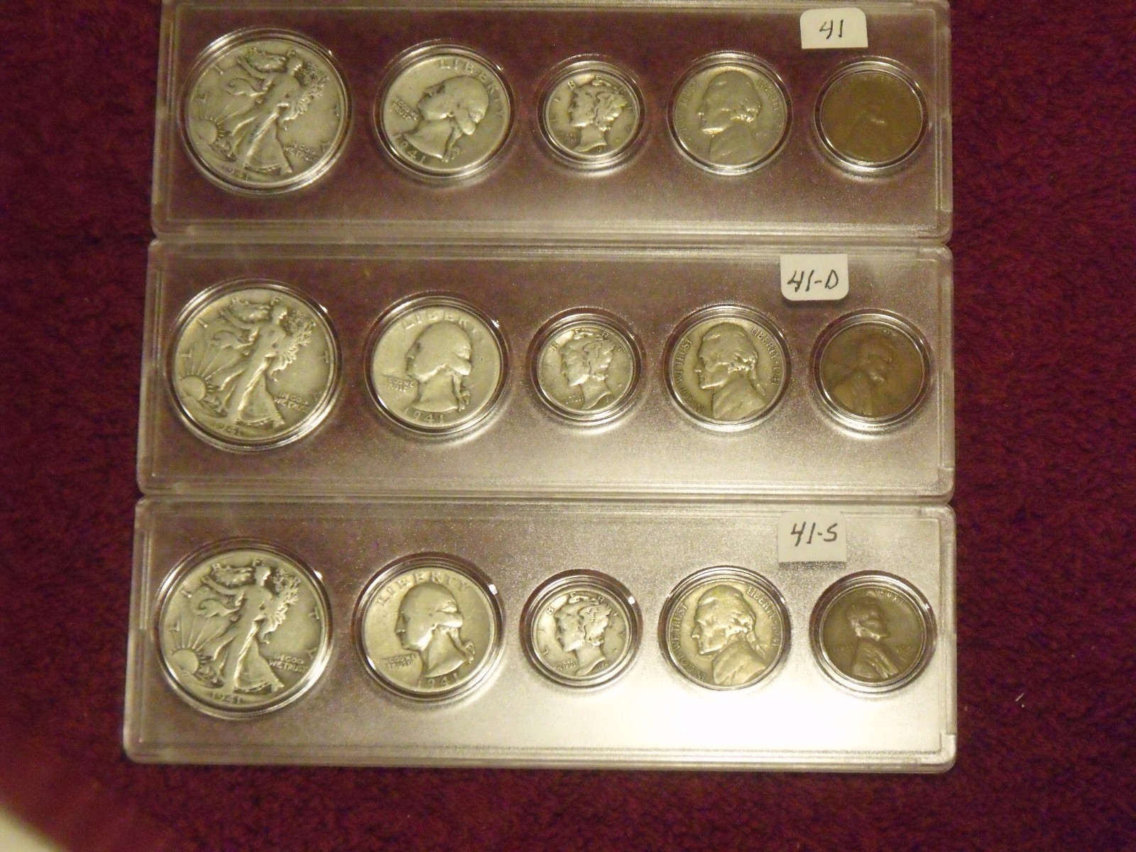 SILVER 1941-P-D-S Mint/Birth Year sets (15 coins) w/Walking Liberty ...
