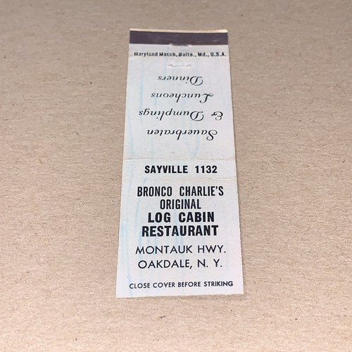 Log Cabin Restaurant Advertising Matchcover Oakdale New York | eBay