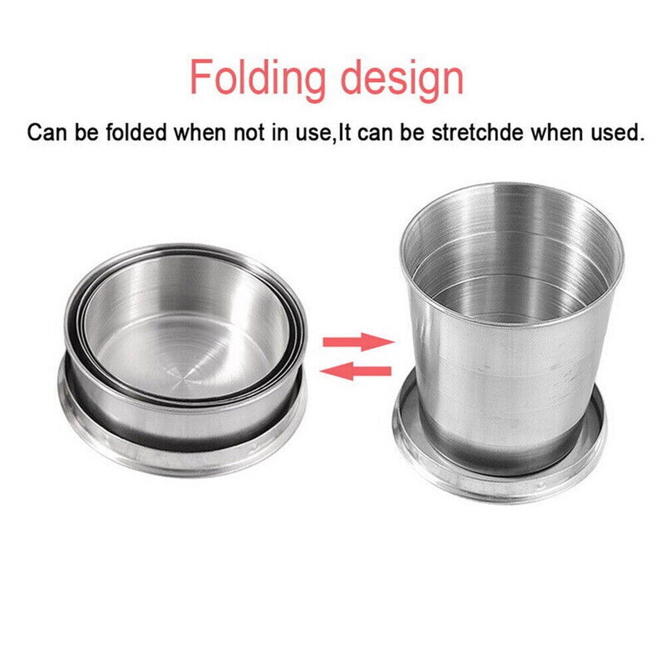 Stainless Steel Retractable Folding Cup Travel Camping Outdoor ...