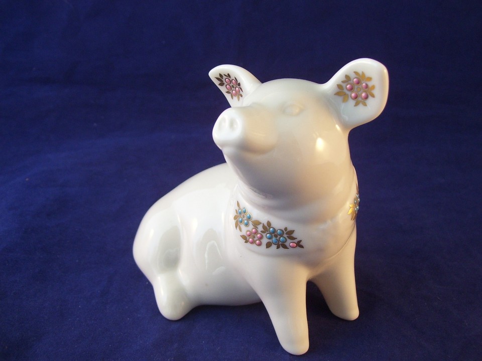 Lenox China Jewels Collection Porcelain Pig Figurine Enamel Floral ...