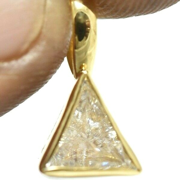WHITE Diamond 14k triangle YELLOW GOLD Pendant SUN-SHINE LOOK GH VVS1 1 ...