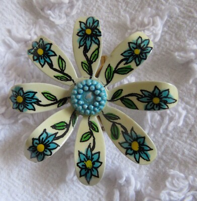 Metal Hand Painted Edelweiss Flower Brooch /Pin Made in W Germany ...