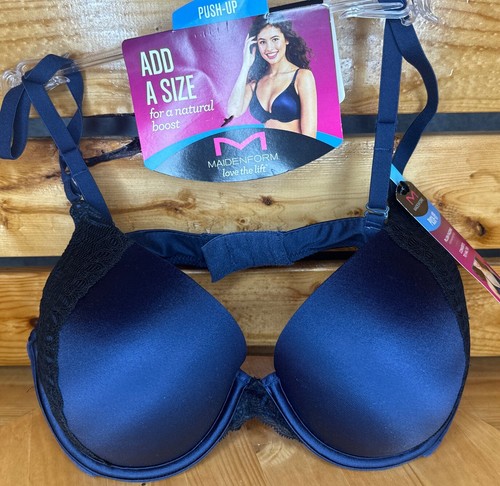 Maidenform Love the Lift Natural Boost Push-Up Bra Navy Blue 34C for ...