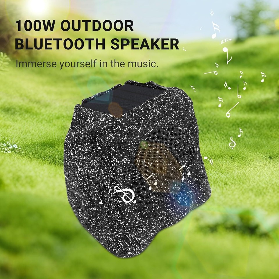 1 Speaker Rock Bluetooth Speaker Outdoor Solar with Rechargeable ...