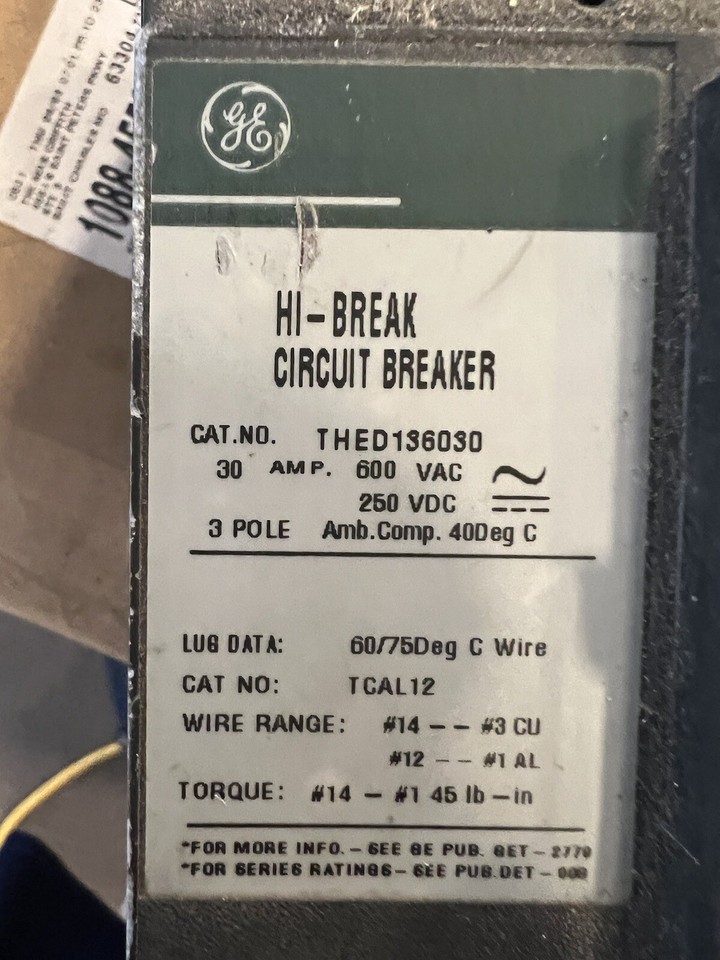 GE THED136100 Circuit Breaker 783164063004| eBay