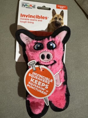 Outward Hound Invincibles Mini Dog Toy, Pink Pig / Durable fun squeaker ...