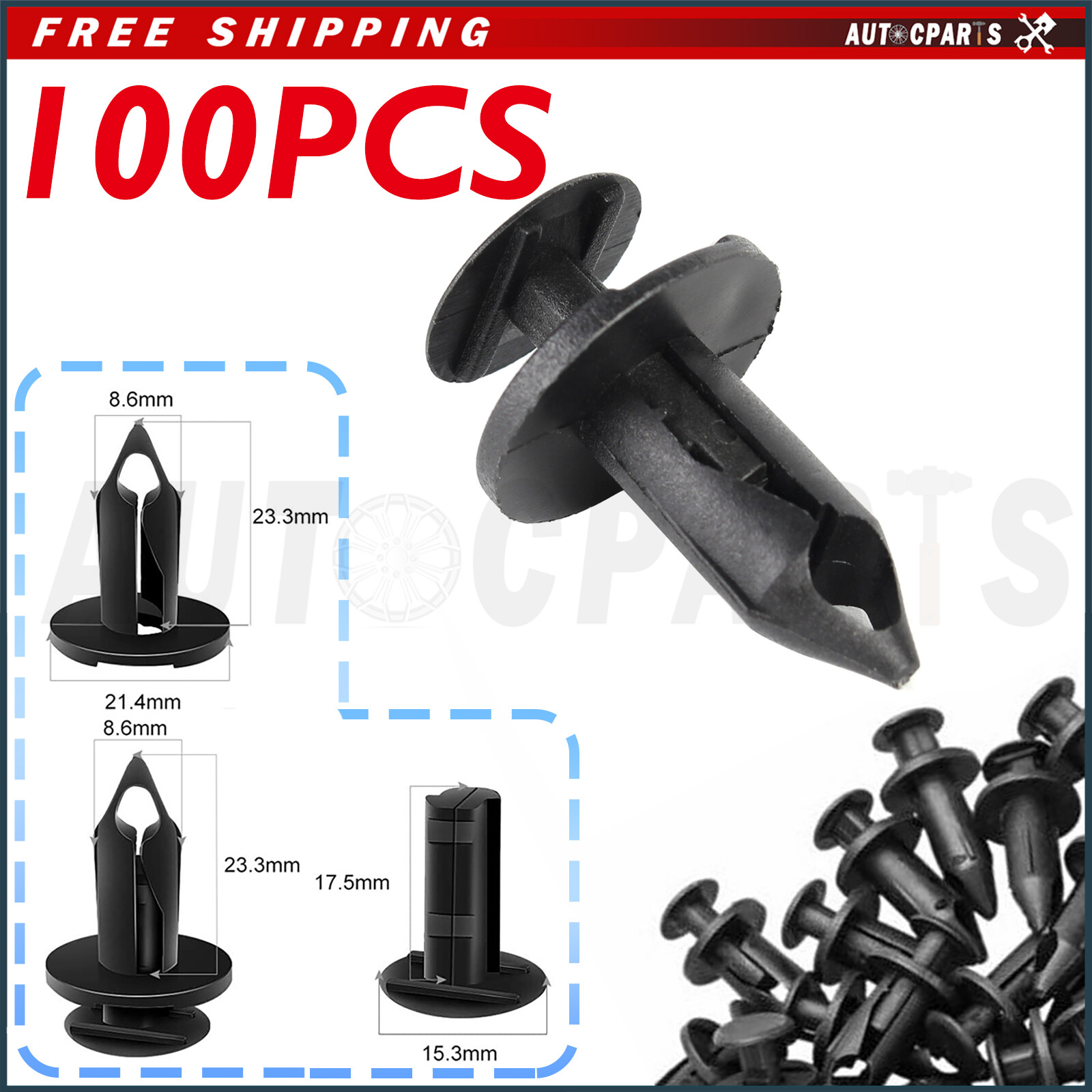 100pc Fender Clip Body Rivet ATV Parts For Polaris Sportsman Rangers ...