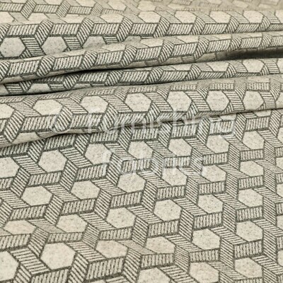 Modern Geometric Hexagon Pattern Wool Textured Grey Upholstery ...