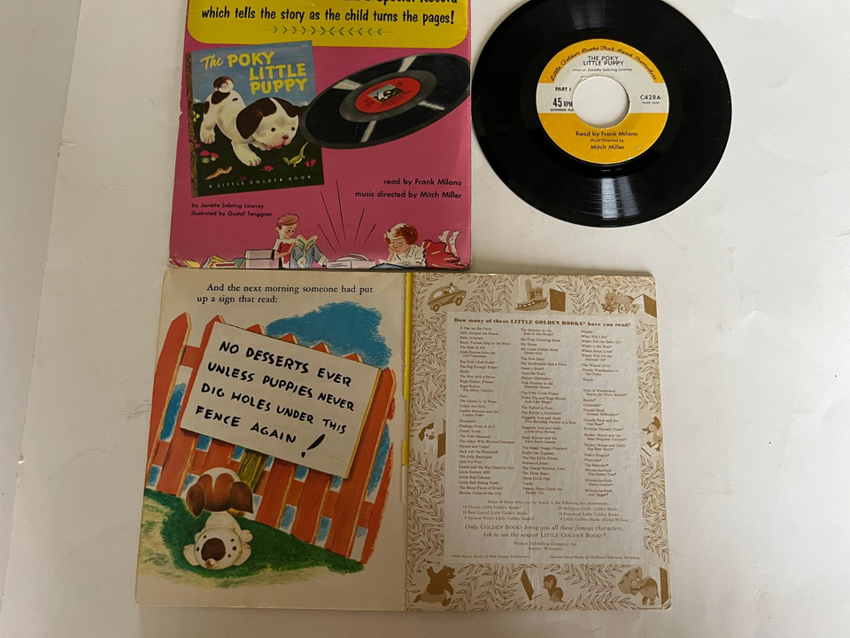 Vintage 1957 Little Golden Book THE POKY LITTLE PUPPY Record and Book ...