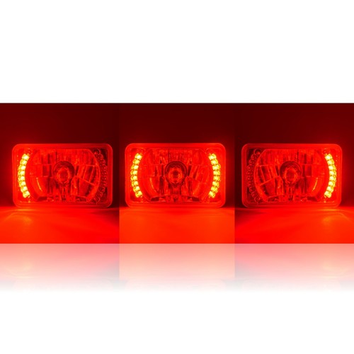4X6" Red LED Halo Angel Eye Headlight 6K 6000K HID Headlamp Light Bulbs ...