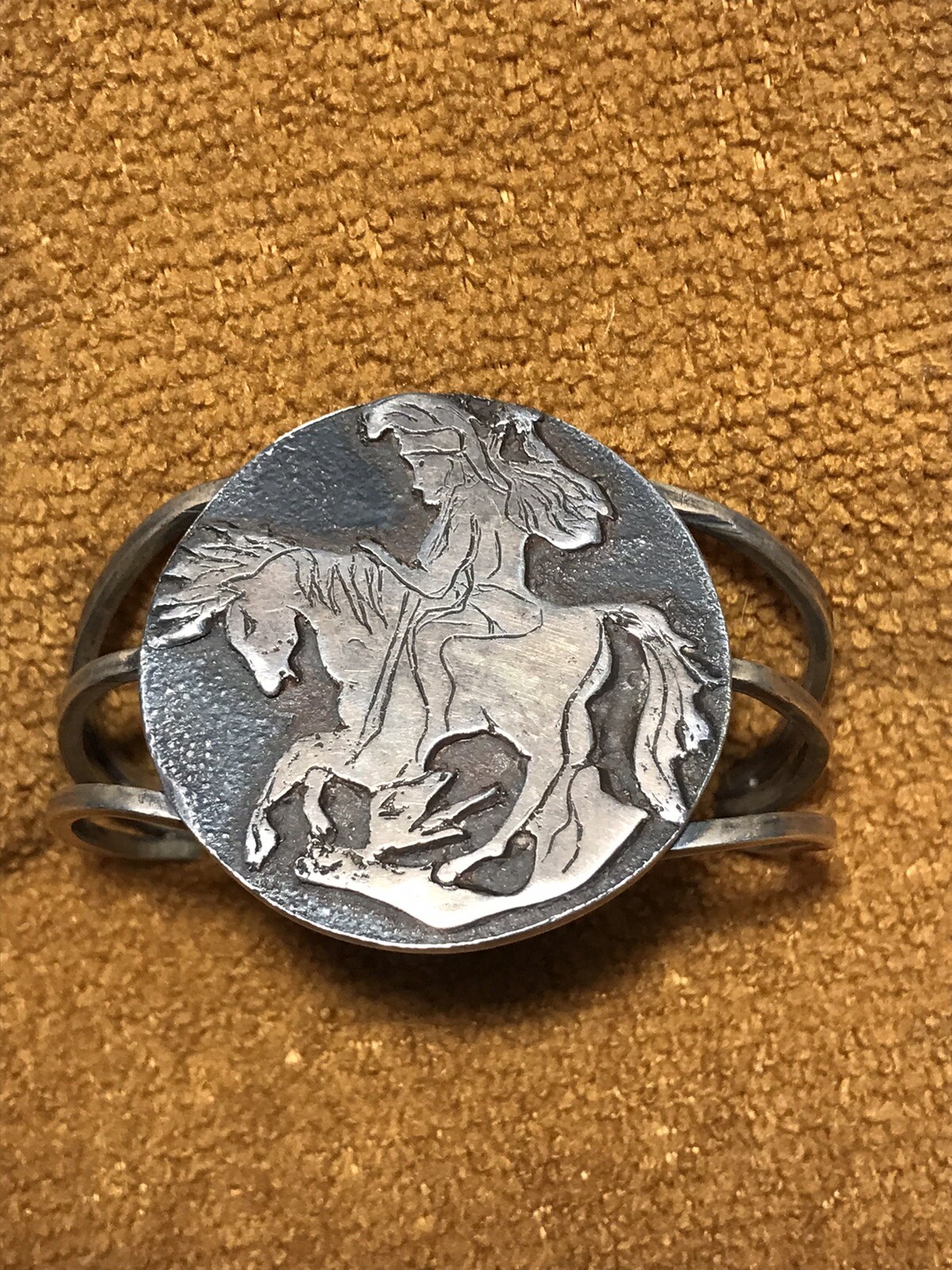 Very Old Hand Carved SterlingSilver Cuff Bracelet Depicting St. George ...