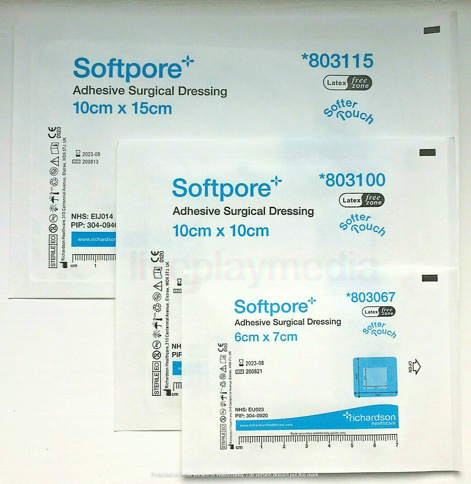 Softpore Adhesive Dressings Sterile 6x7cm, 10x10cm, 10x15cm Soft Pore ...