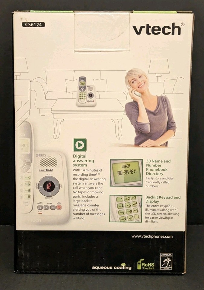 VTech CS6124 DECT 6.0 Cordless Phone Digital Answering System New In ...