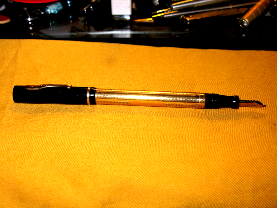 1920'S SHEAFFER GOLD TONE FOUNTAIN PEN W/14K GOLD #5 FINE NIB & WORKING ...