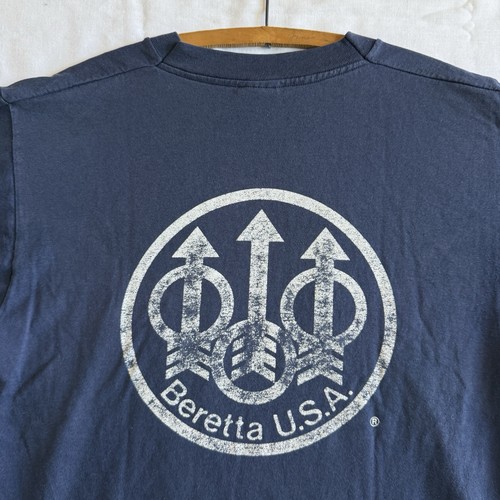 Vtg 90s Beretta Single Stitch T Shirt Sz Medium Navy Blue Gun Promo Tee ...