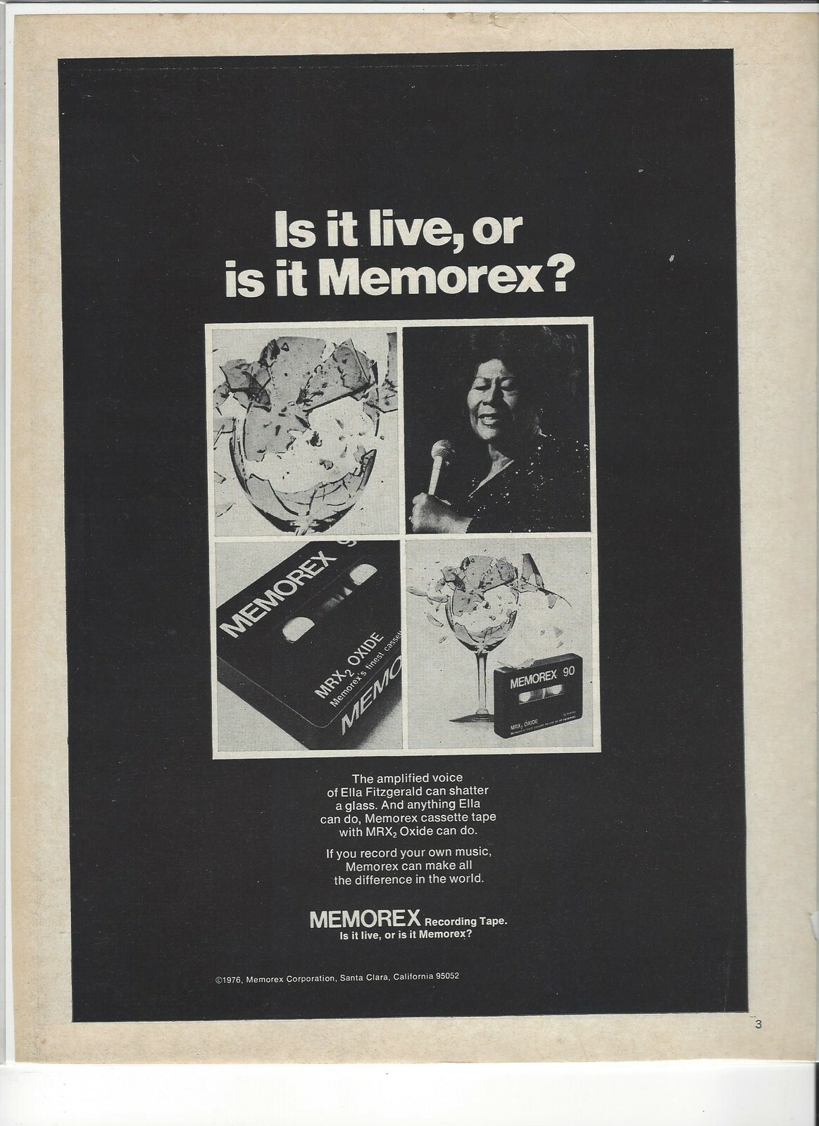 1976 Ella Fitzgerald Memorex Full Page Advertisement. INV-A56 | eBay