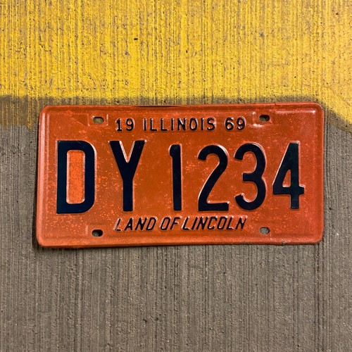 1969 Illinois License Plate DY 1234 Fun Nice Number Auto Tag Garage ...