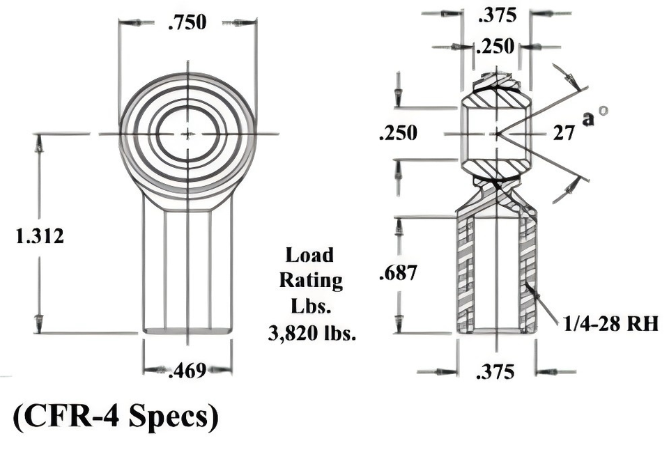 8 PCS RH 1/4 CFR-4 Heim Joint - Rod Ends- 1/4-28 Femal RH Thread W/Jam ...