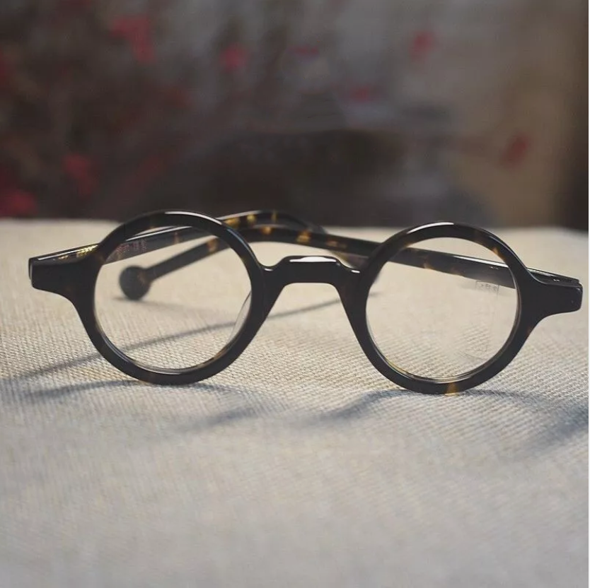 Deluxe Small Round Acetate Eyeglass frames Retro circle Grey Leopard ...