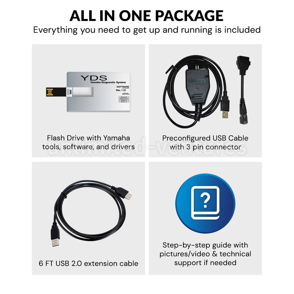 Diagnostic cable adapter kit for Yamaha YDS Marine Outboard WaveRunner ...