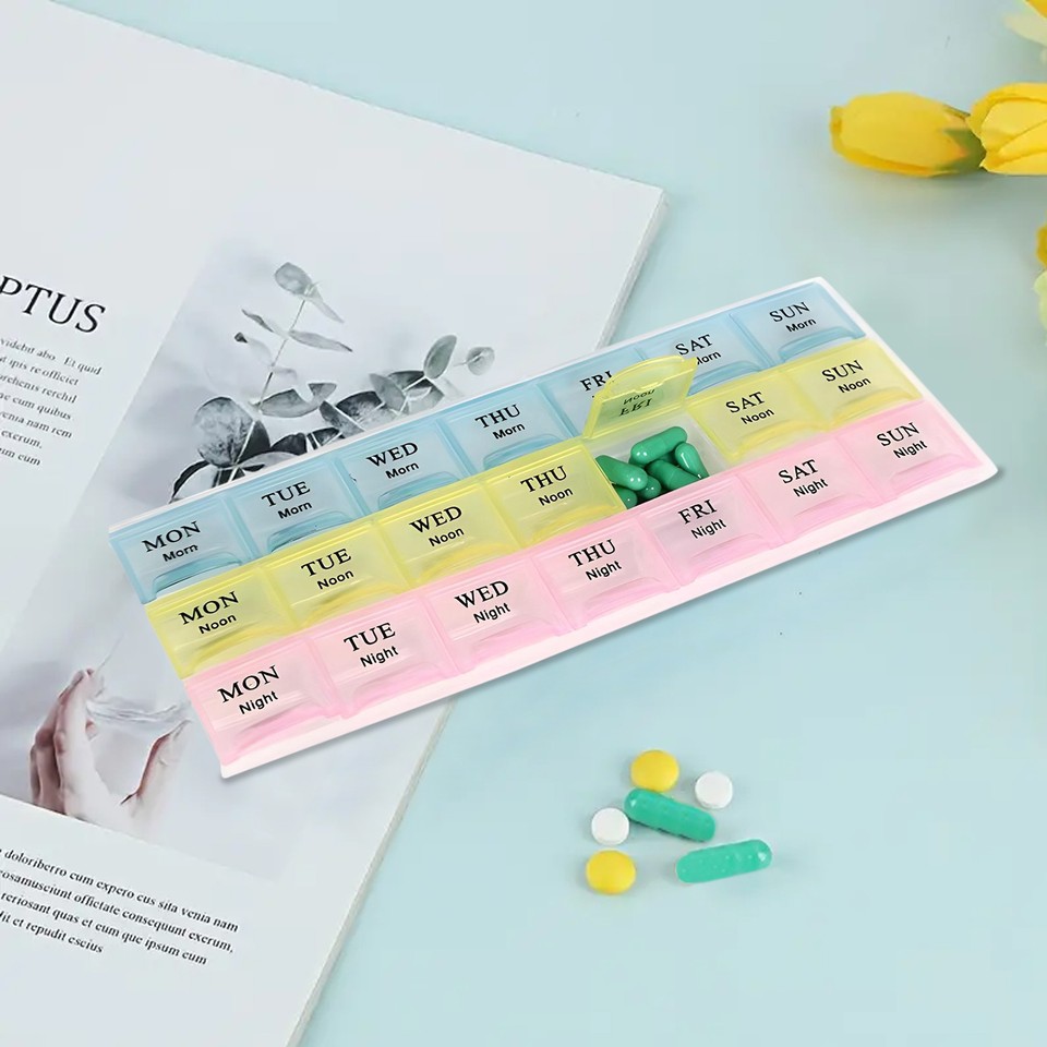 21 Slot Weekly Daily Pill Box Organiser Tablet Medicine Storage ...