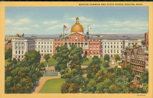 Boston Common and State House Boston Mass. Postcard Old Vintage Card PC ...