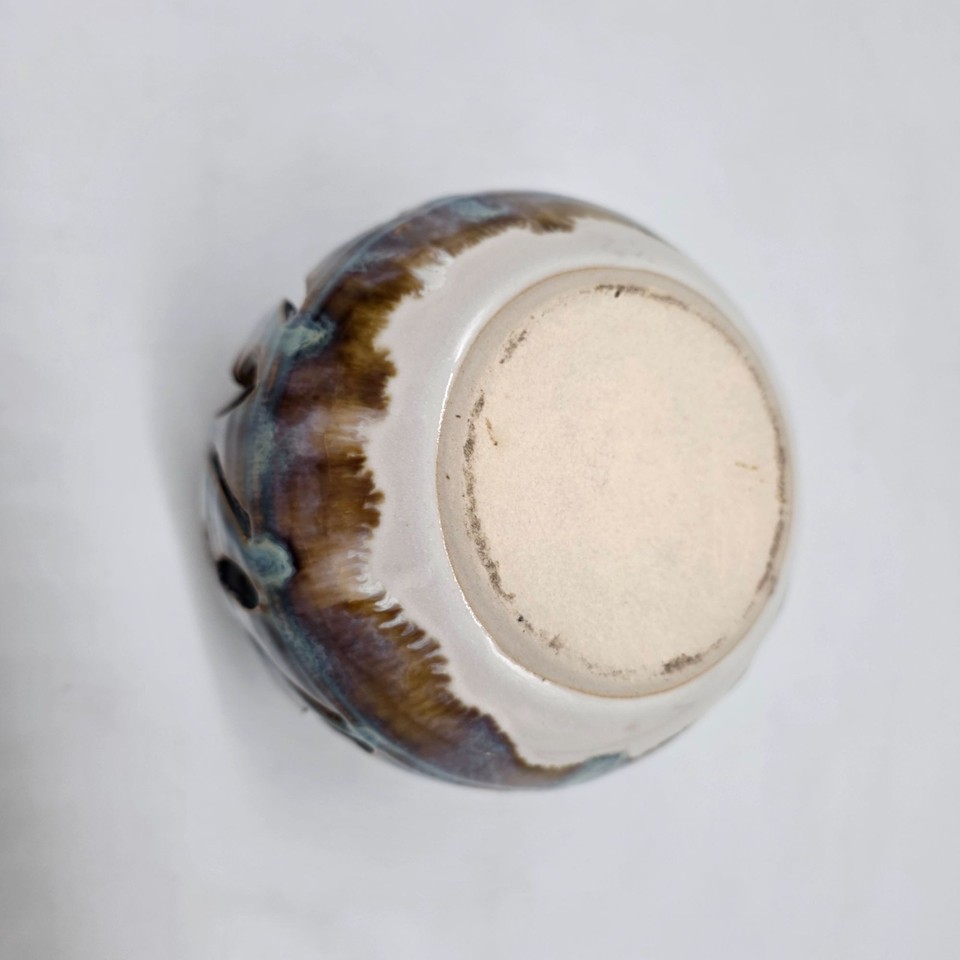 Signed Ceramic Handcrafted Candle Holder Lantern Openwork Leaf Design 5 ...