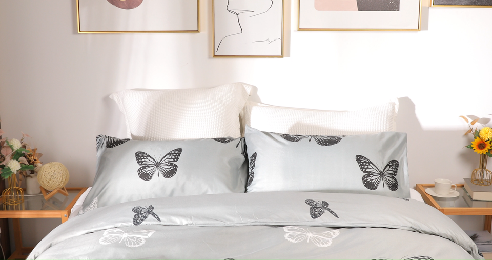 Single/KS/Double/Queen/King/SK Quilt/Duvet Cover Pillowcase Set-Mono ...
